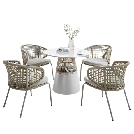 Outdoor Braided Rope Dining Set - Patio Furniture | Shinlin 4+1pcs ...